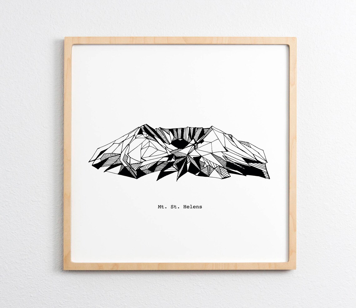Mt. St. Helens Washington Polygonal Drawing Art Print | Etsy