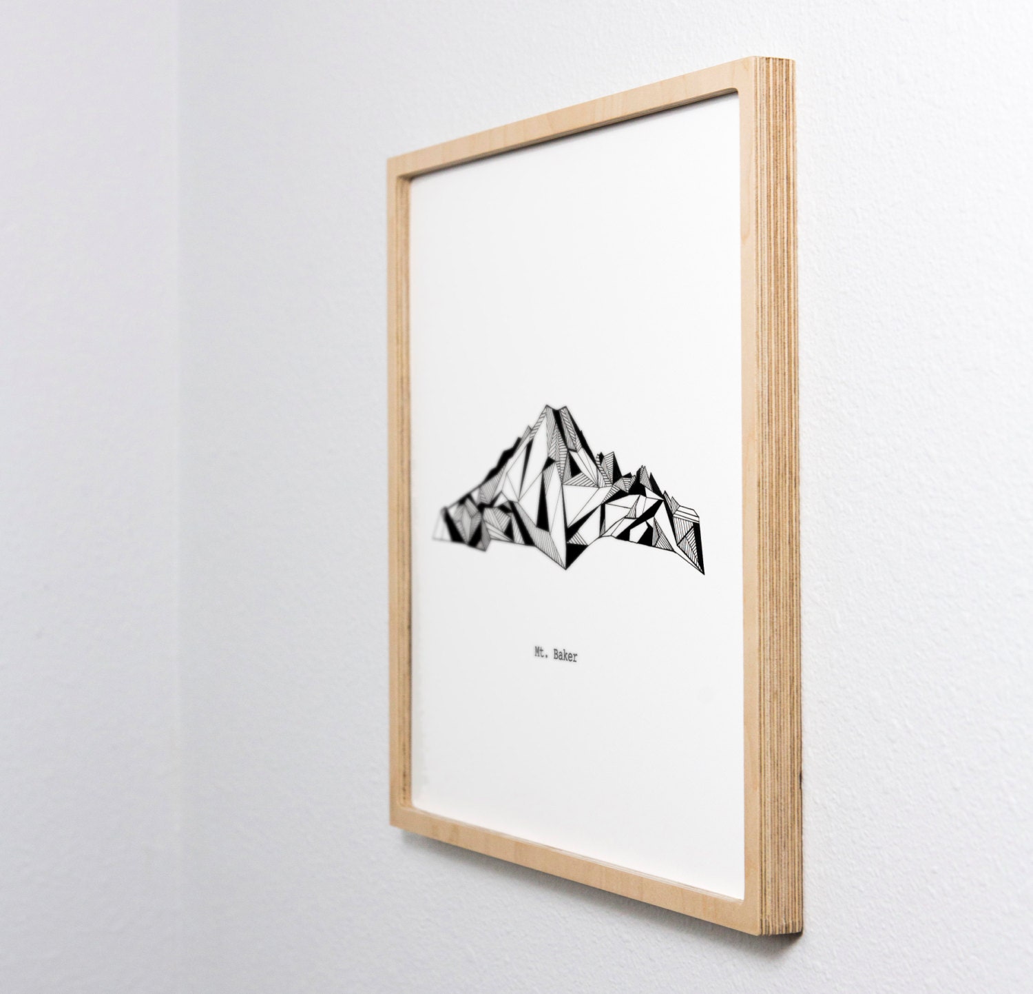 Mt. Baker Washington Polygonal Mountain Drawing Art Print - Etsy