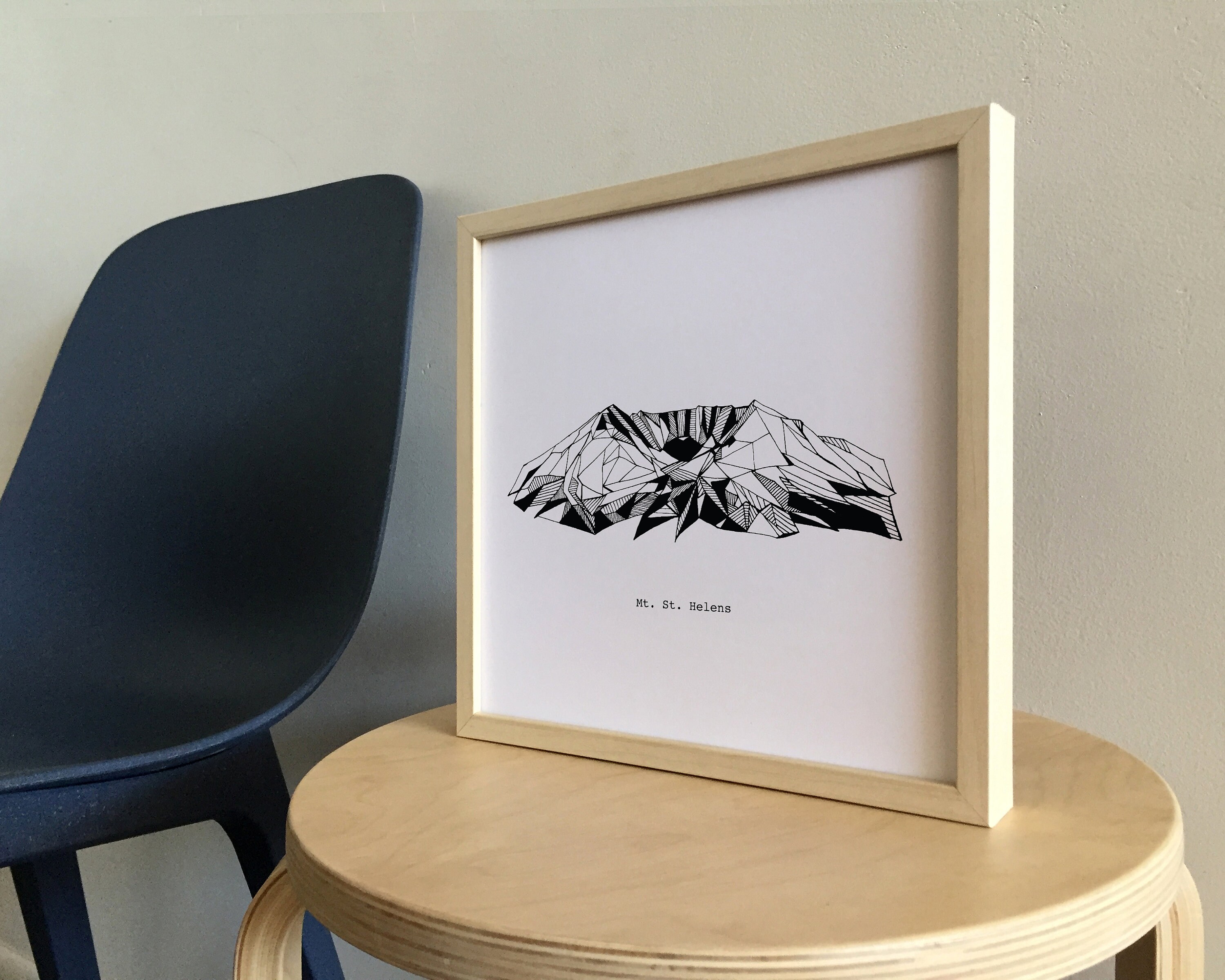 Mt. St. Helens Washington Polygonal Drawing Art Print | Etsy