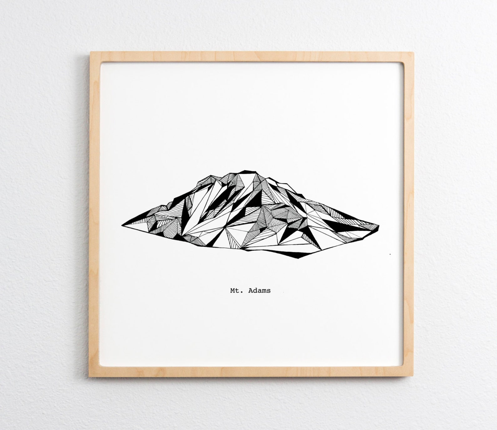 Mount Adams Washington Polygonal Mountain Drawing Art Print | Etsy