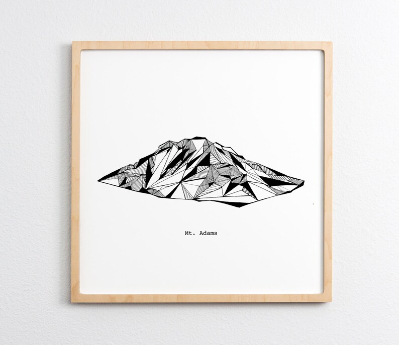 Mount Adams Washington Polygonal Mountain Drawing - Art Print - Etsy