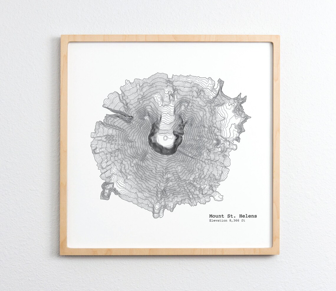 Pacific Northwest Mountains Topographic Map Art Print Set - Rainier ...