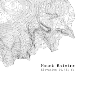 Cascade Range Mountains Topographic Map Art Print Set Cascades Rainier ...