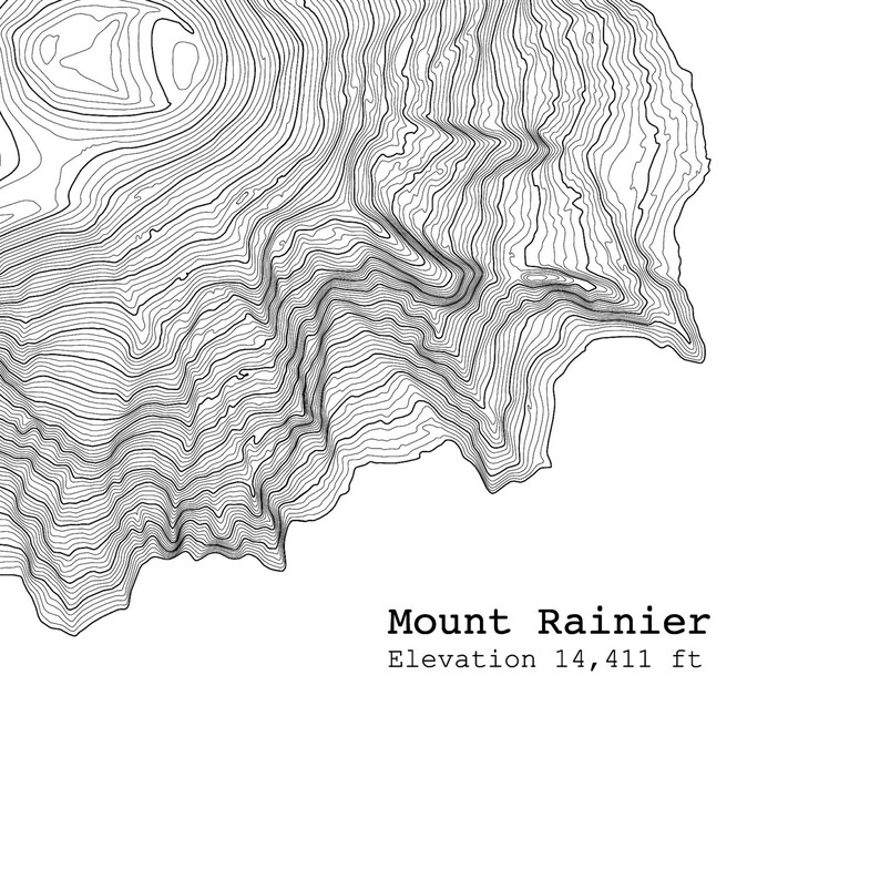 Washington State Mountains Topographic Map Art Print Set - Etsy