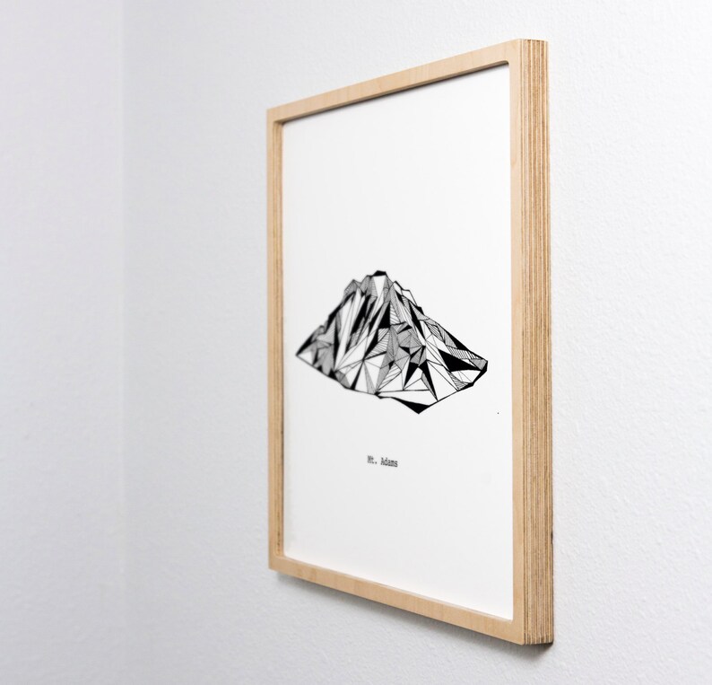Mount Adams Washington Polygonal Mountain Drawing Art Print | Etsy