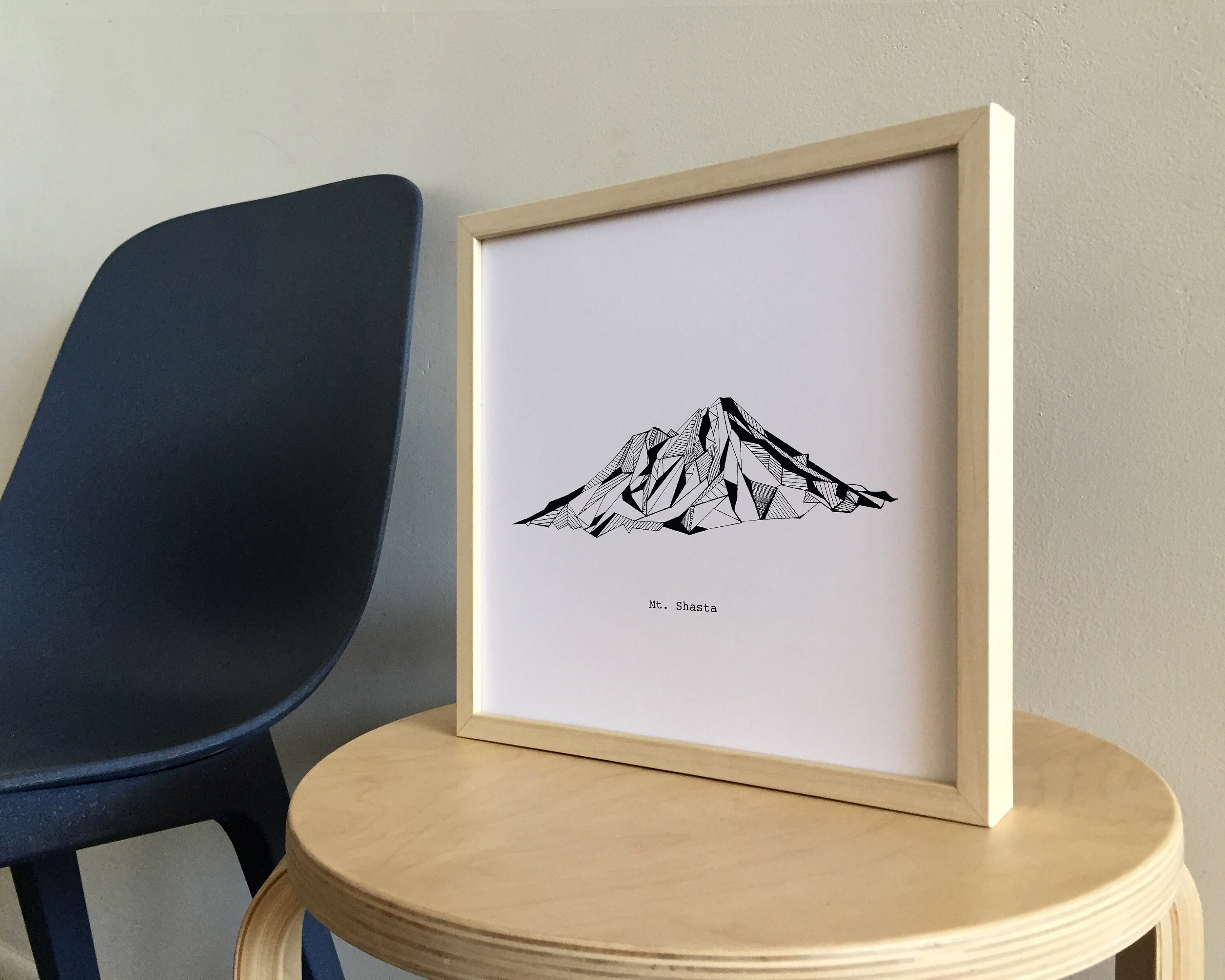 Mount Shasta Polygonal Mountain Drawing Art Print - Etsy