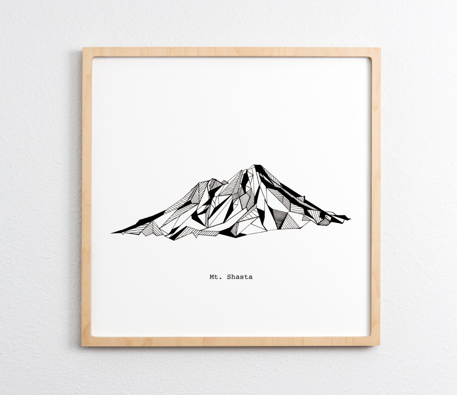Mount Shasta Polygonal Mountain Drawing Art Print - Etsy