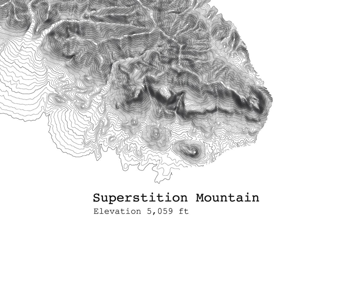 Superstitions Arizona Topographic Map Art Print | Etsy