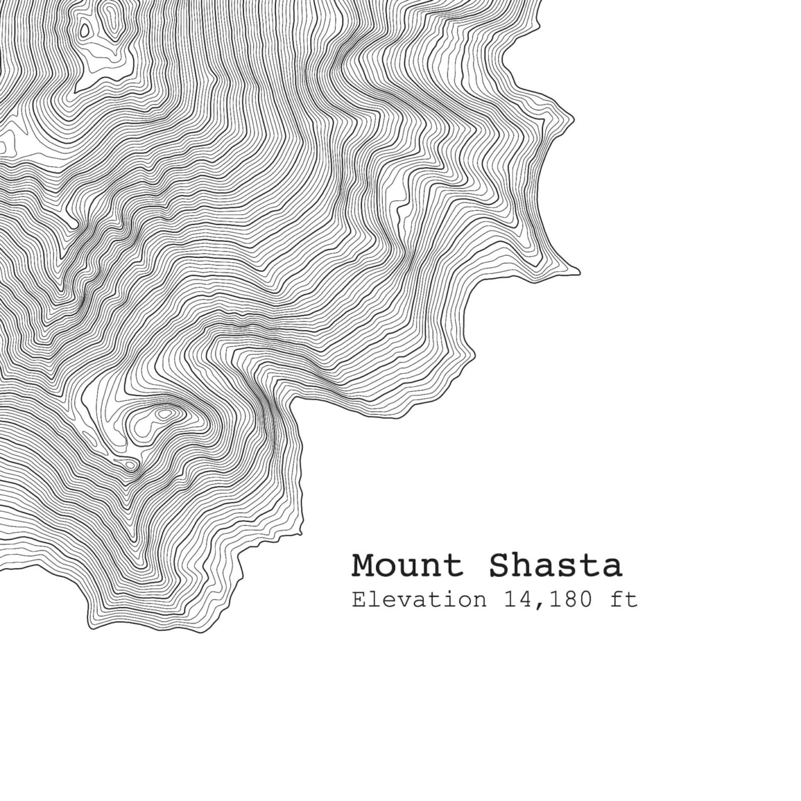 Mount Shasta California Topographic Map Art Print - Etsy