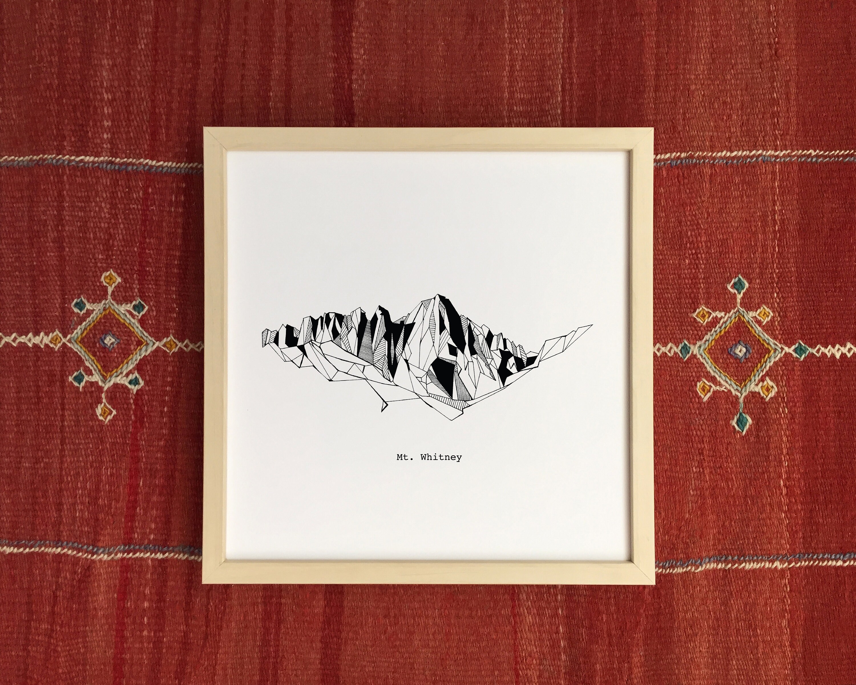 Mount Whitney Polygonal Mountain Drawing - Art Print - Etsy