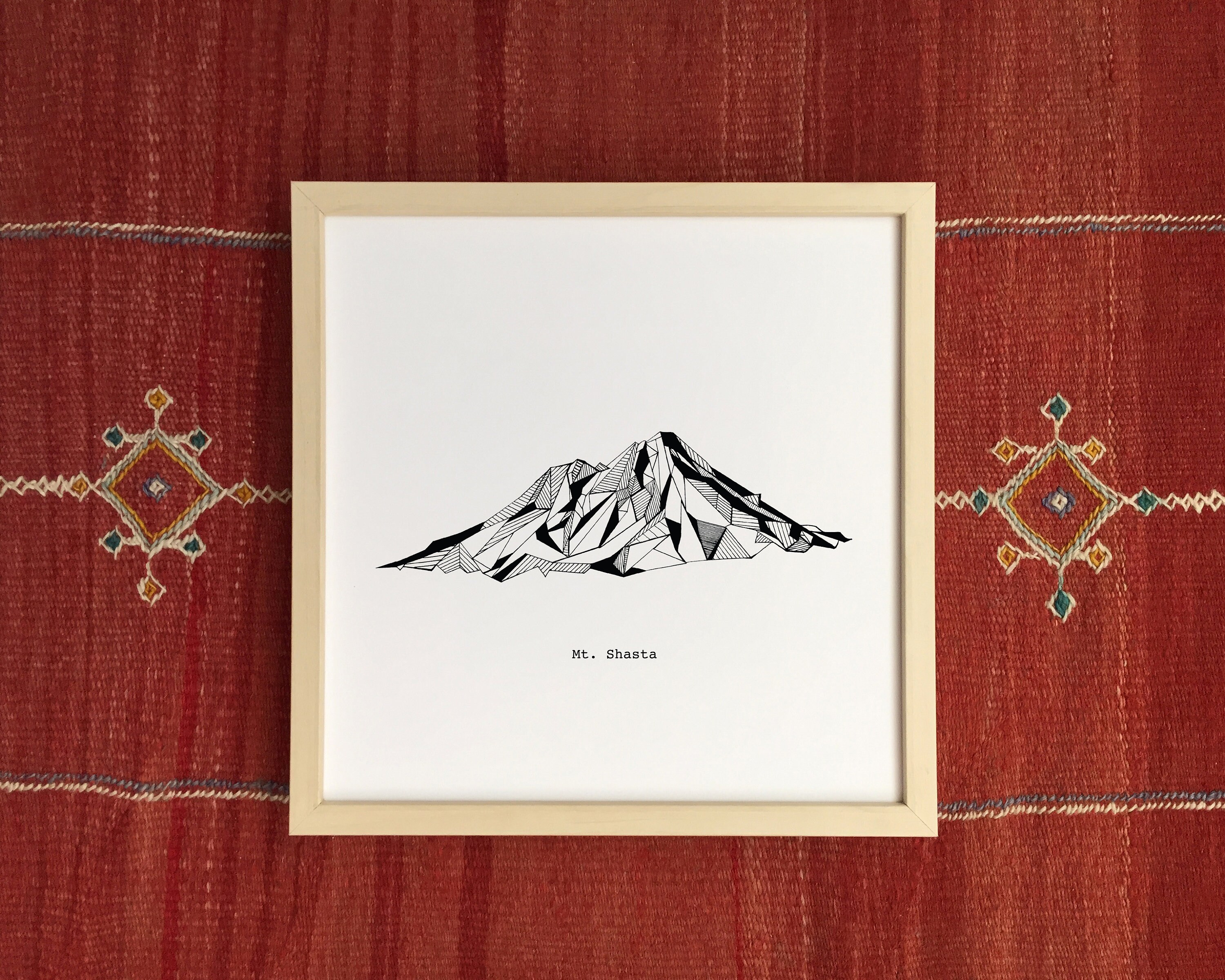 Mount Shasta Polygonal Mountain Drawing Art Print - Etsy