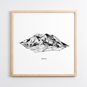 Denali Alaska Polygonal Mountain Drawing Art Print - Etsy