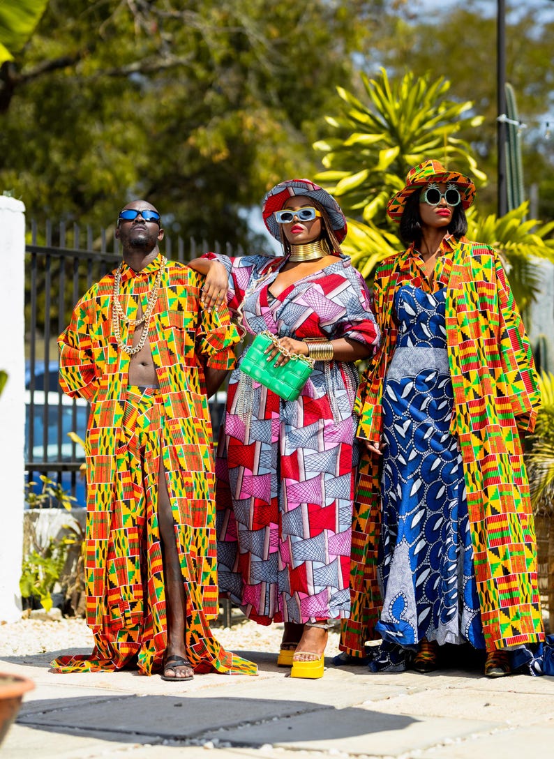 Kenny Oversized Kente Ankara African Print Oversized Maxi Kimono Robe ...