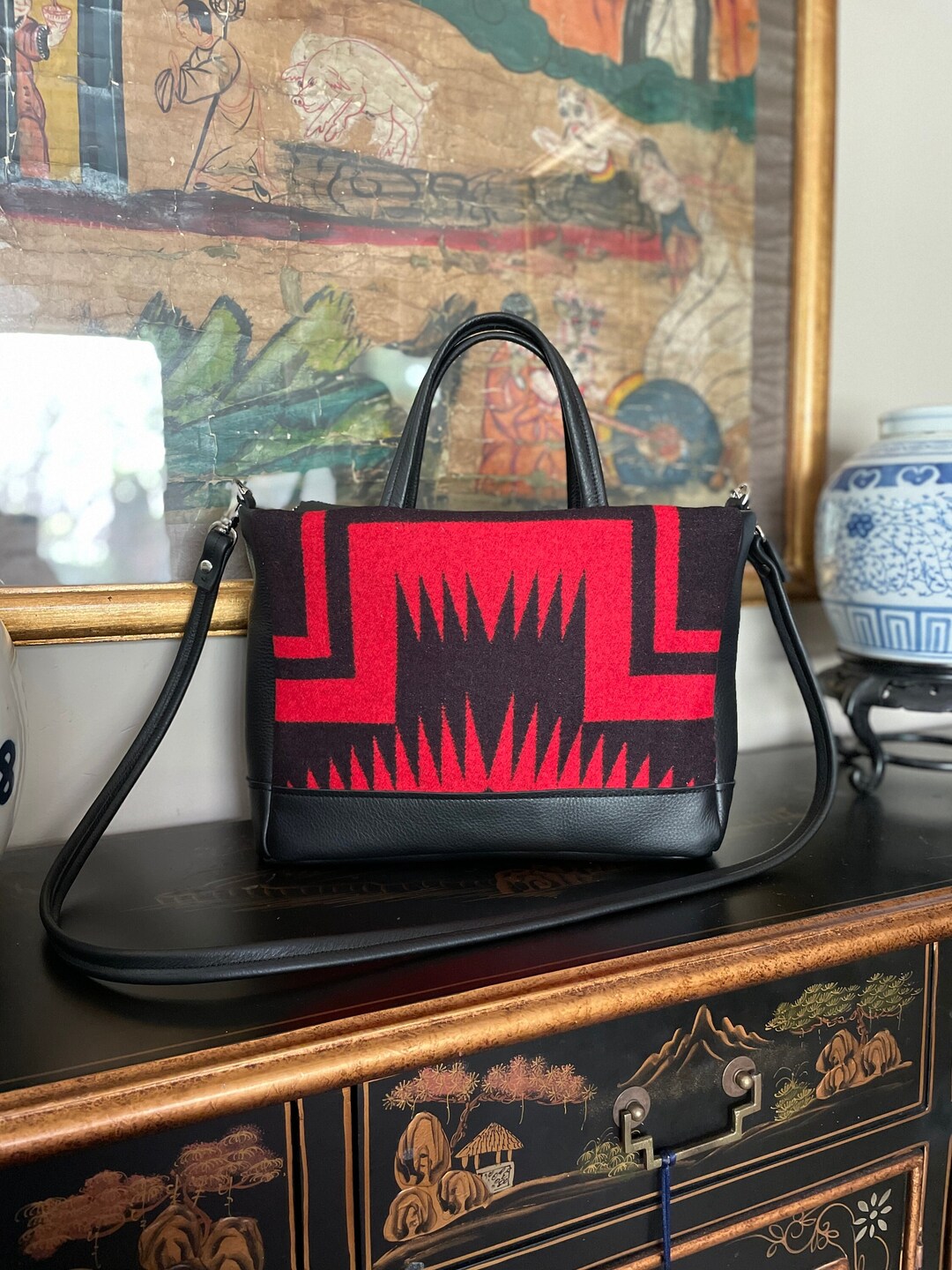 Cross Body Tote Bag in Pendleton Wool Walking Rock-tribal Women's ...