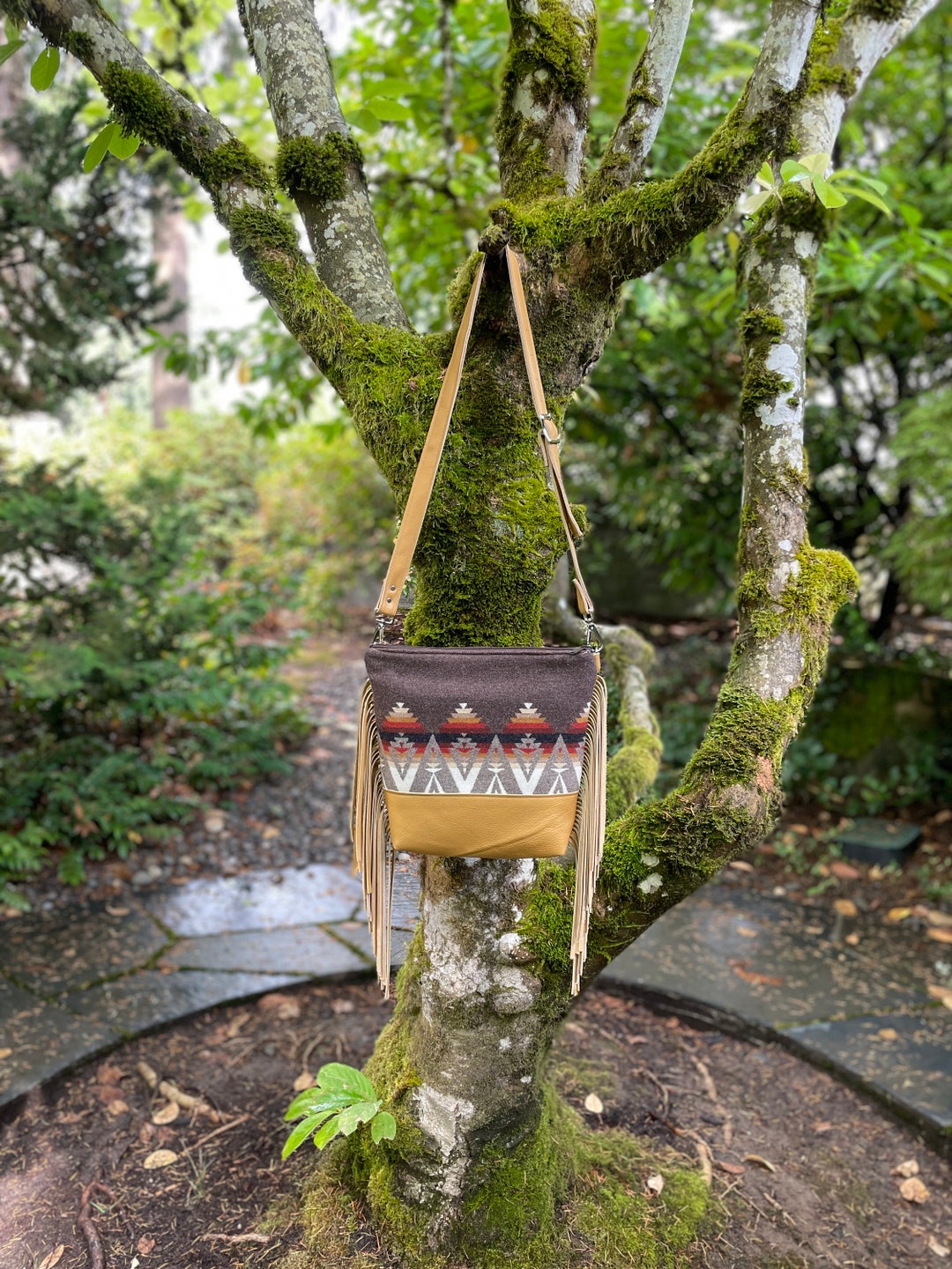 Southwestern Fringe Crossbody Bag in Oregon Wool Brown Pacific Crest ...