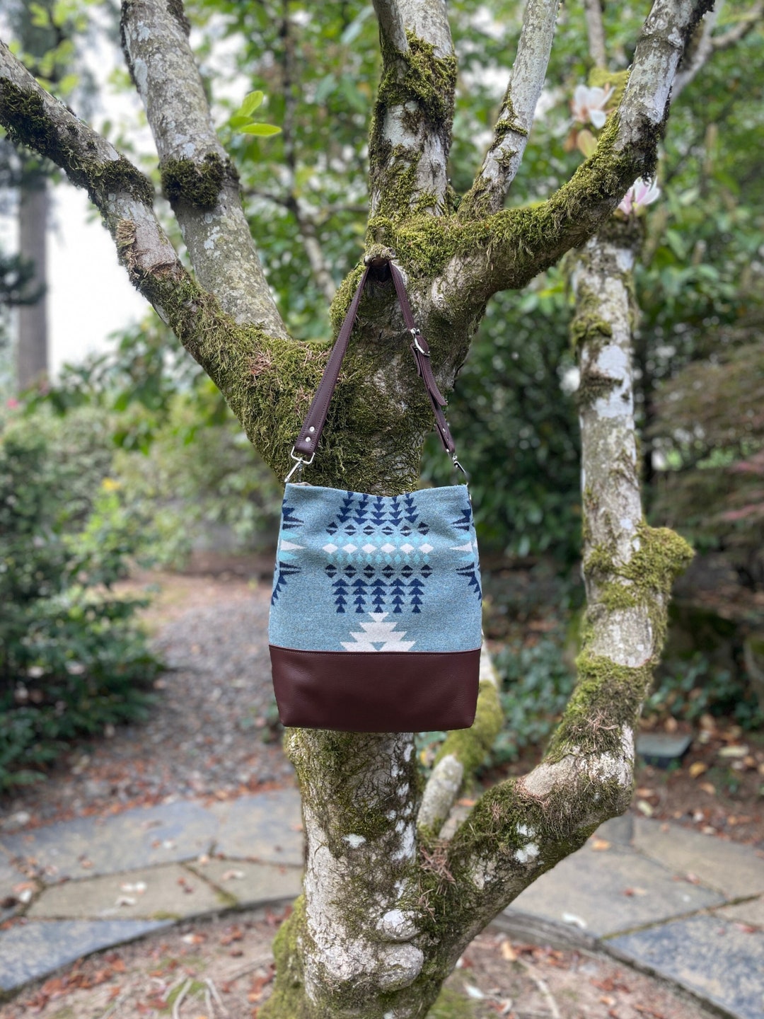 Hobo Tote Bag in Wool Land Leather, Rancho Arroyo Shale, Boho Tote Bag ...