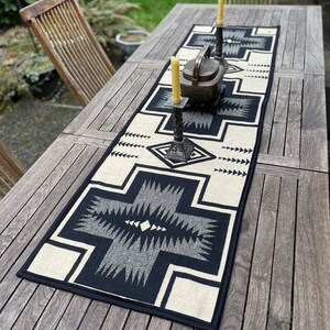 Tribal Wool Table Runner-harding-black and Cream Southwestern Runner ...