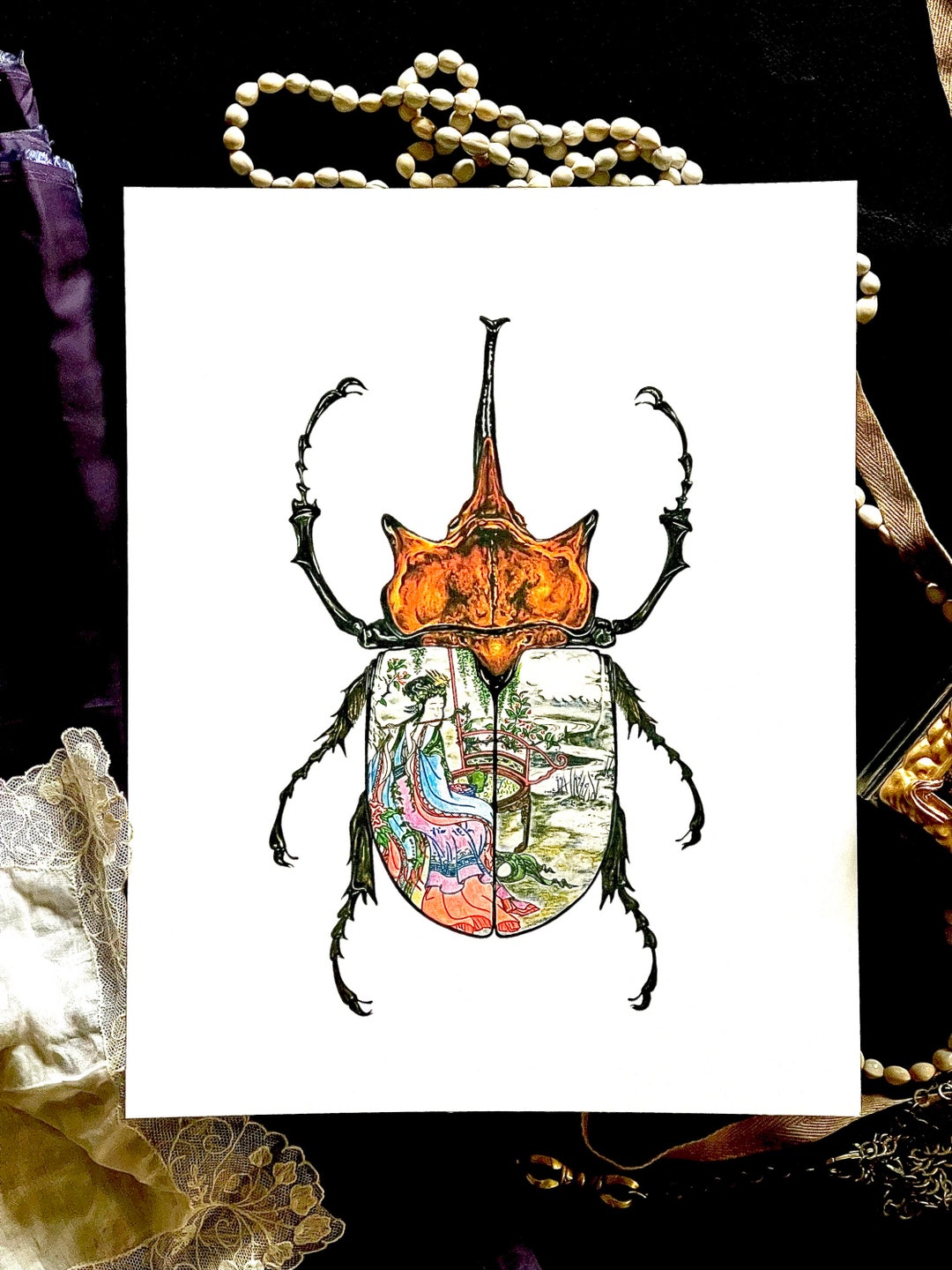 Painted Beetle (one) Insect Bugs Color Nature Japanese Asian Fairytale ...