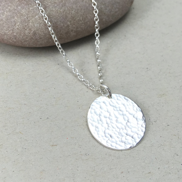 Silver Disc Necklace - Etsy