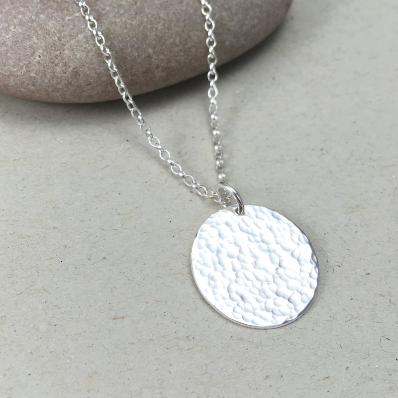 Silver Disc Necklace - Etsy