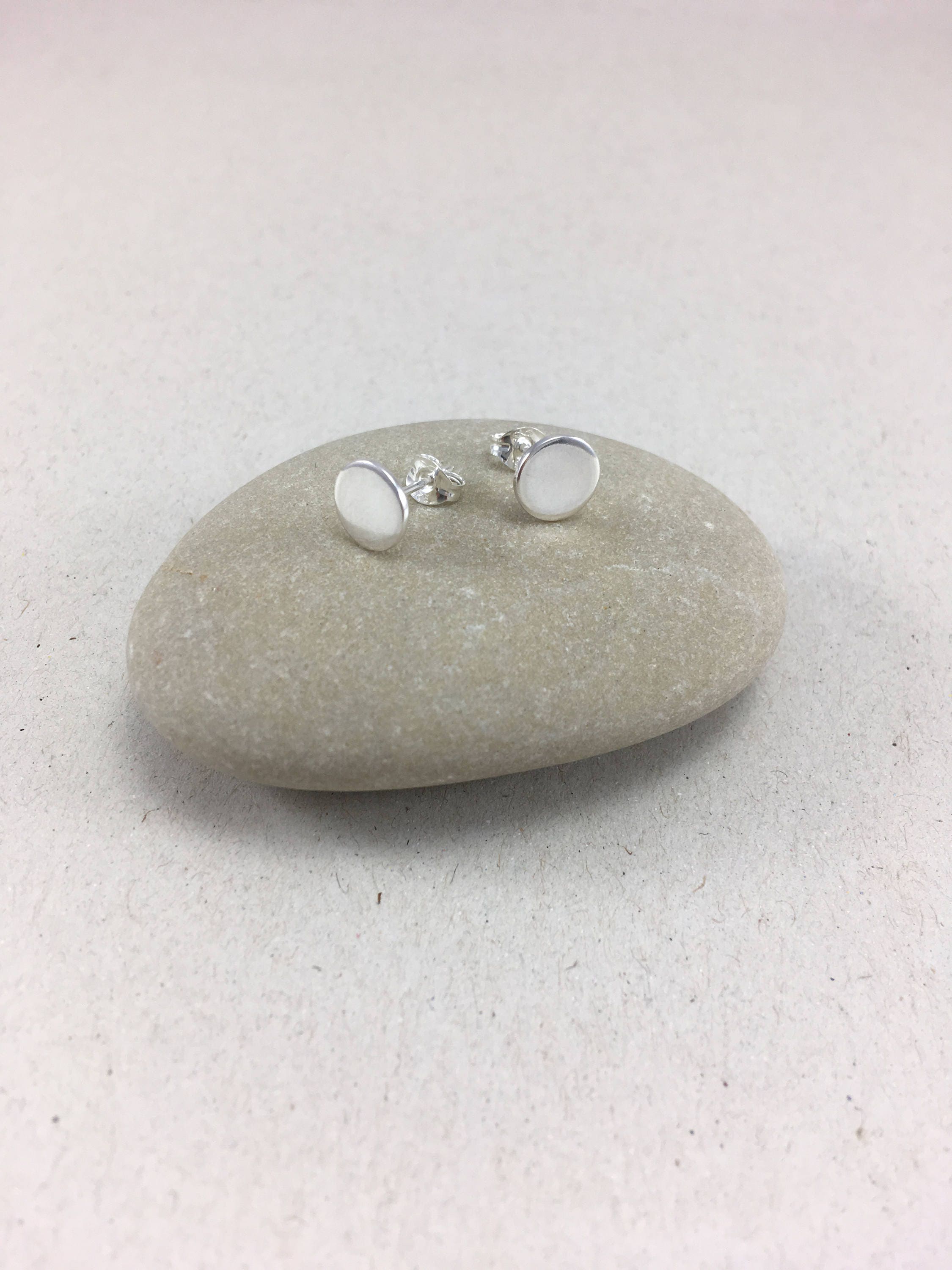 Minimalist Sterling Silver 8mm Round Stud, Mini Circle Earrings - Etsy