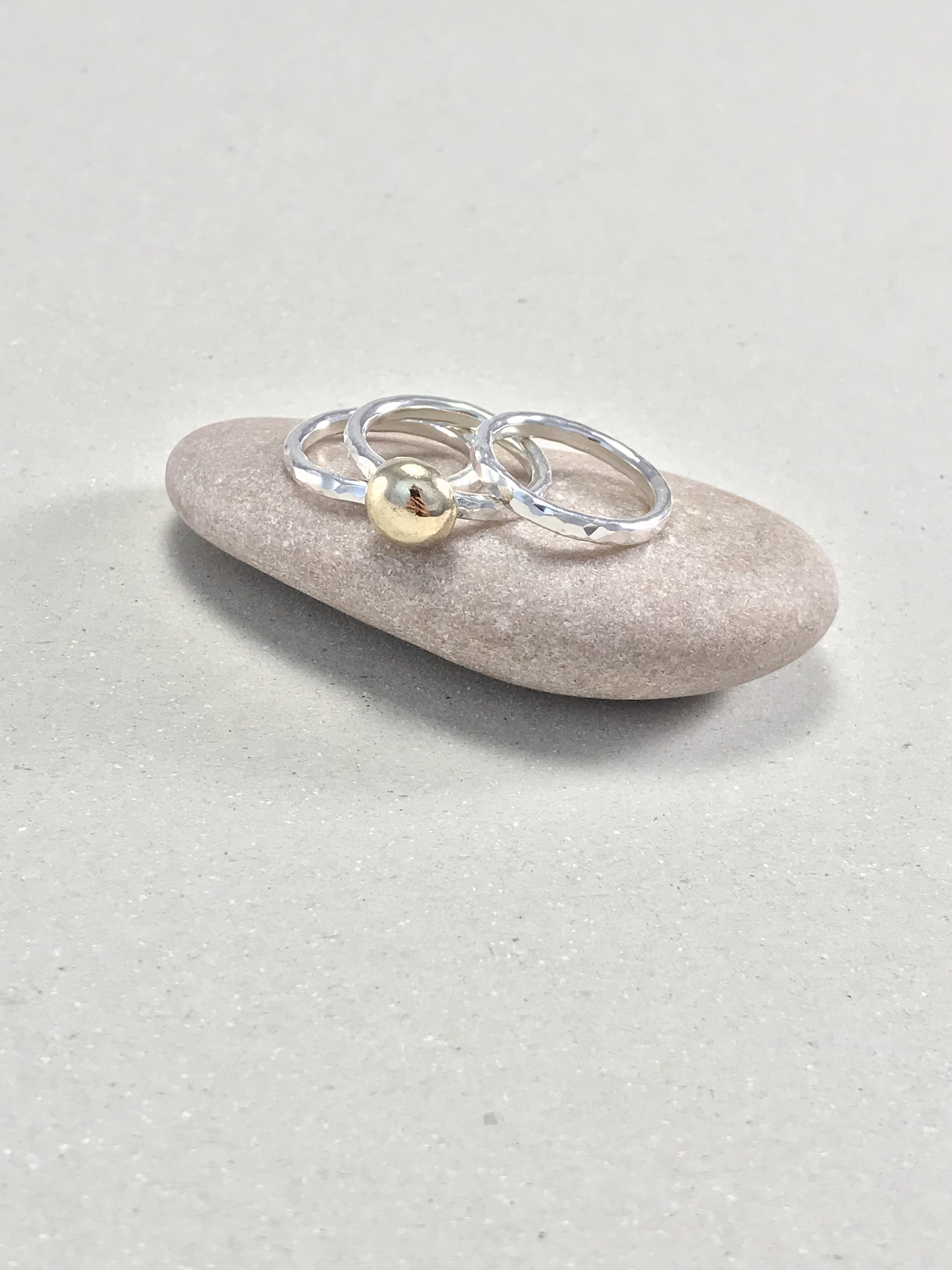 Chunky Hallmarked Yellow Gold Pebble Stacking Ring Set | Etsy