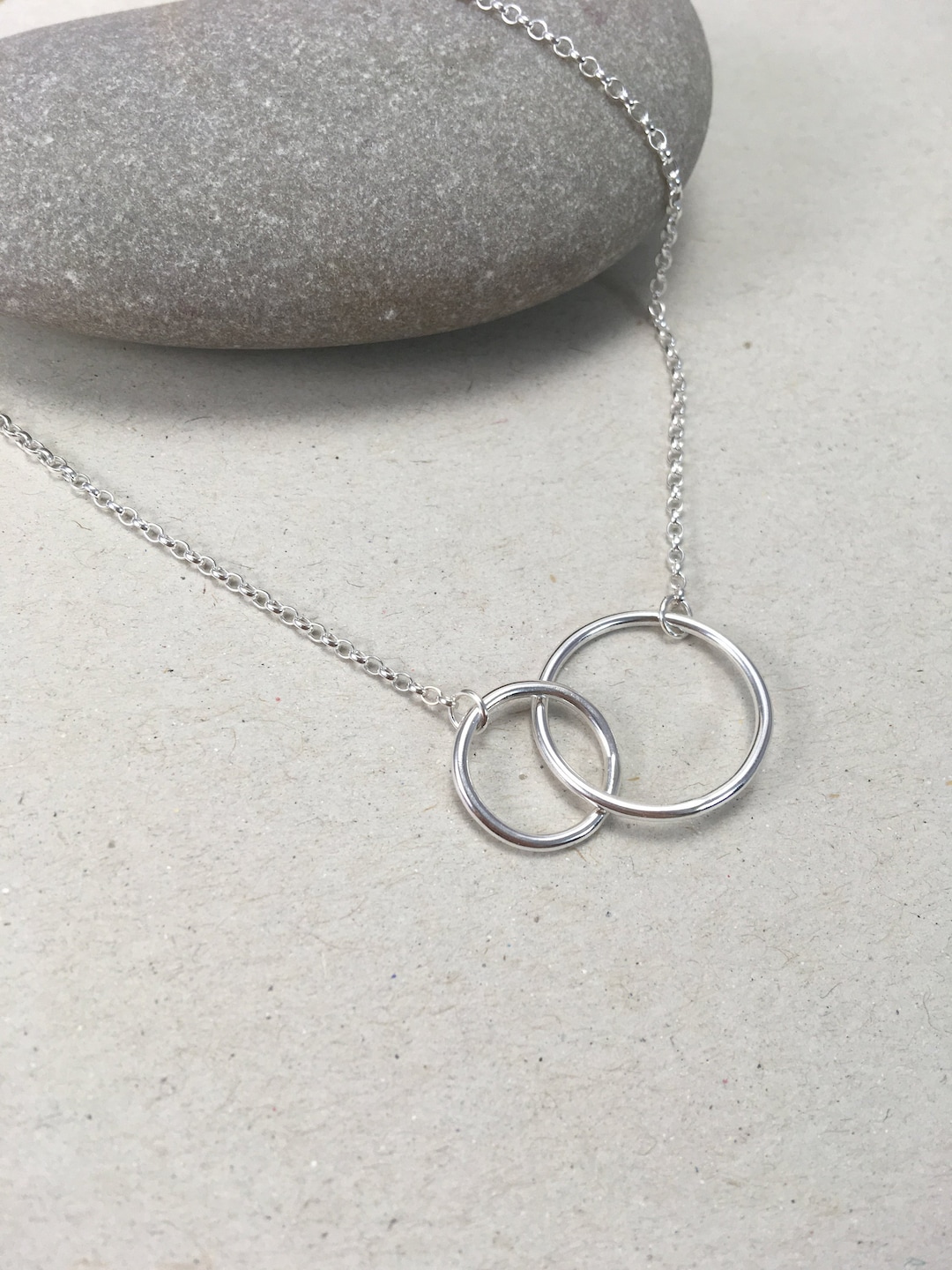 Sterling Silver Interlocking Double Circle Necklace, Interlocking ...