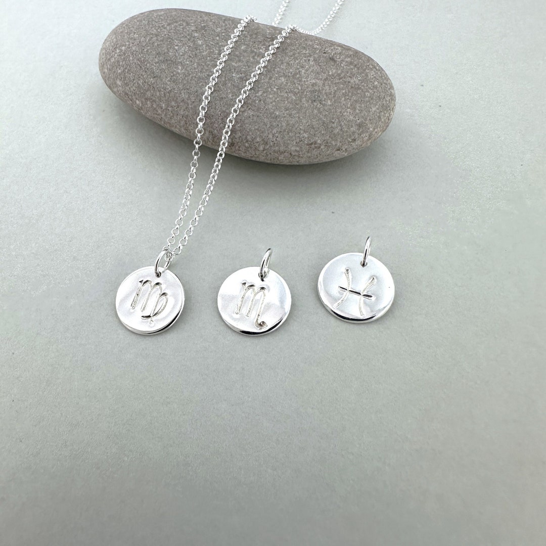 Sterling Silver Zodiac Necklace, British Silver Star Sign Pendant ...