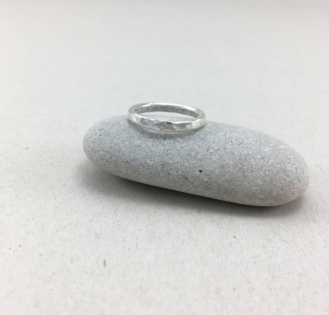 Chunky Hammered Sterling Silver Stacking Rings, Handmade Silver 2.5 Mm ...