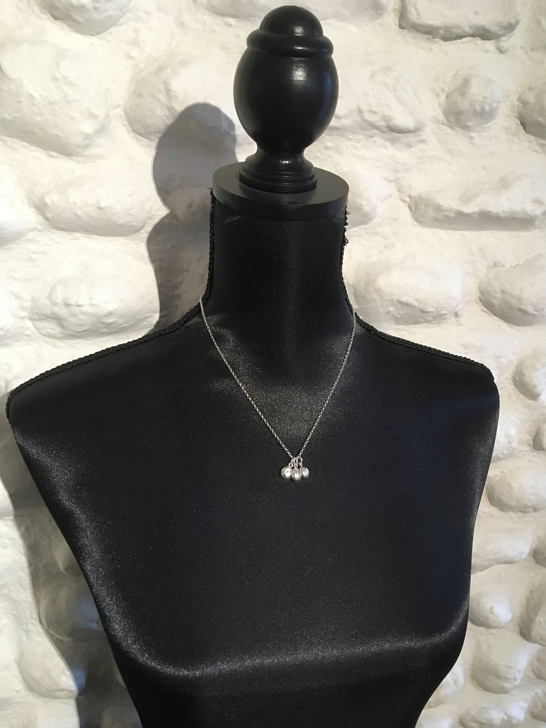 Sterling Silver Personalised Pebble Necklace Silver Initial | Etsy