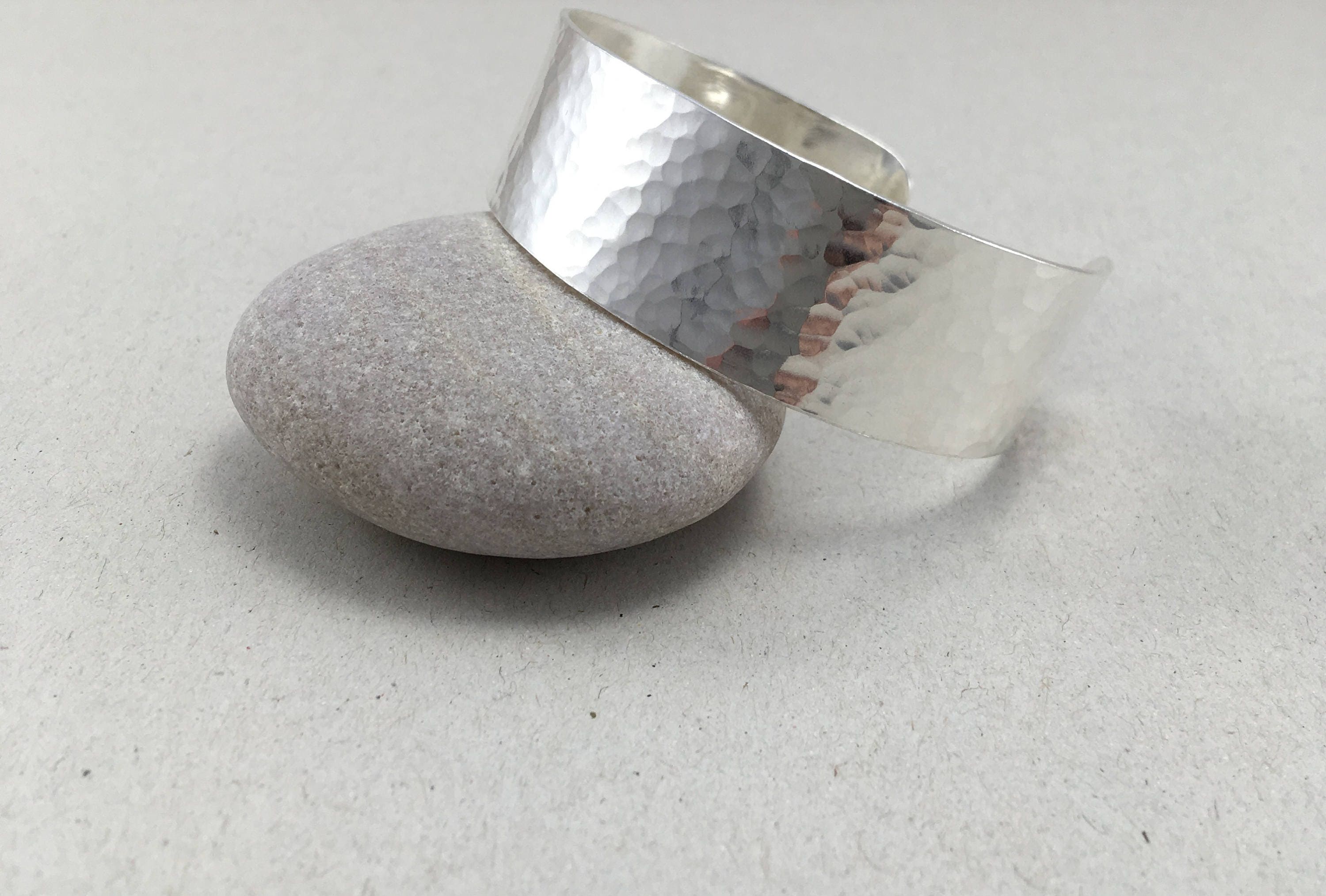 2 Cm Wide Hammered Sterling Silver Cuff Chunky Silver Arm - Etsy UK