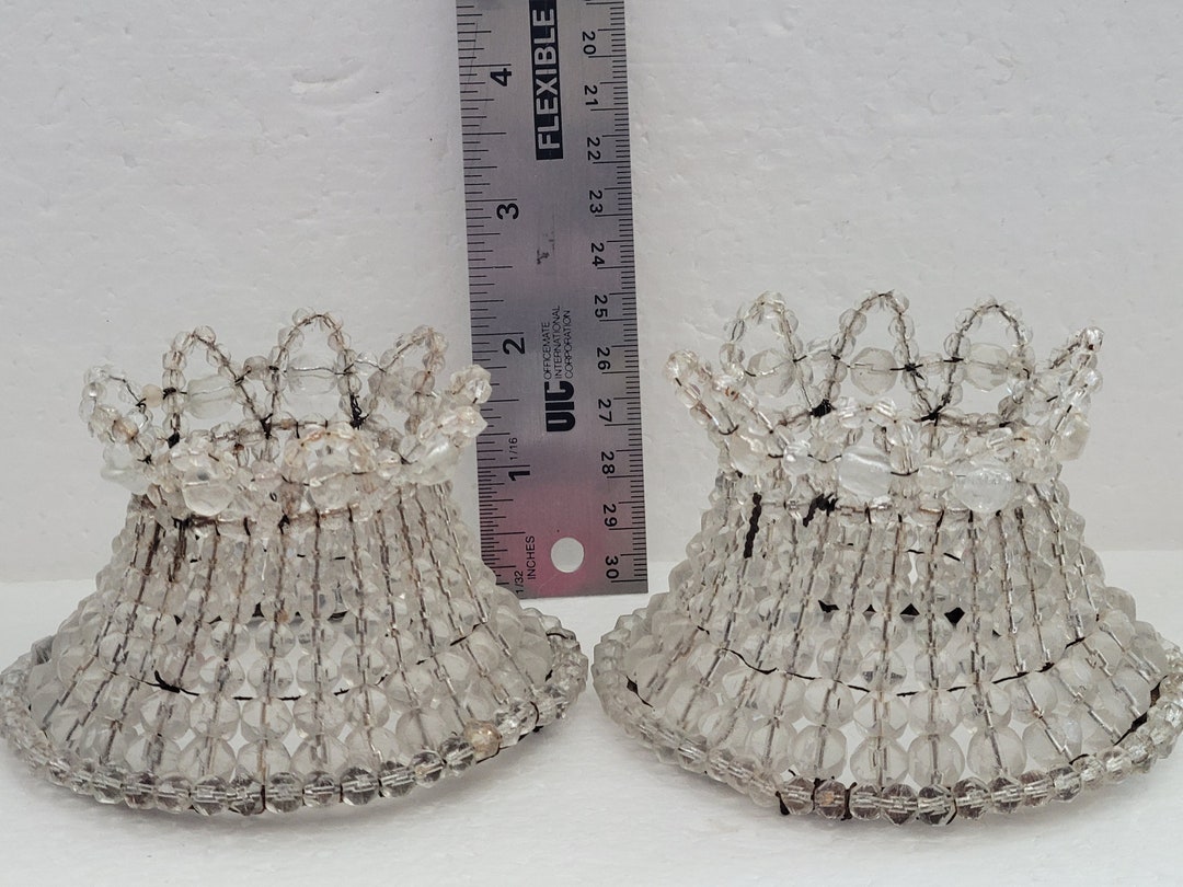 Pair of Vintage Crystal Bulb Covers - Etsy