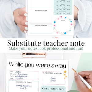 Substitute Teacher Note, Canva Template Printable With While You Were ...