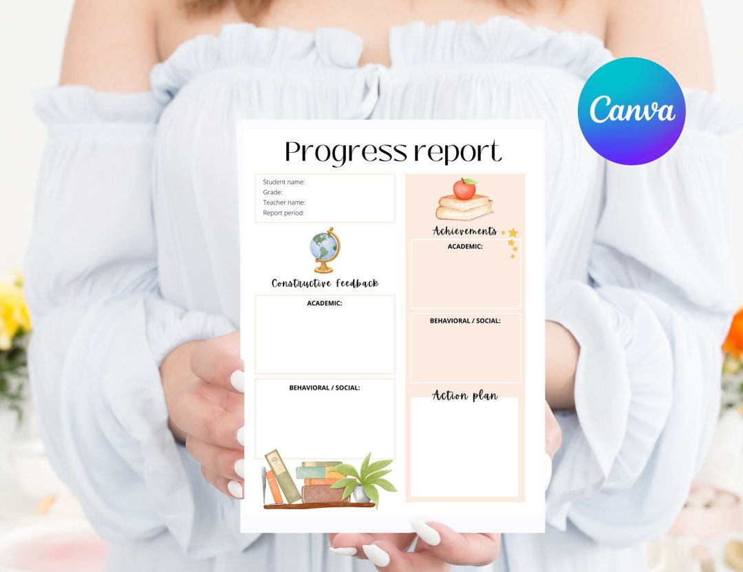 Student Progress Report, Canva Template Printable, Editable Teacher ...