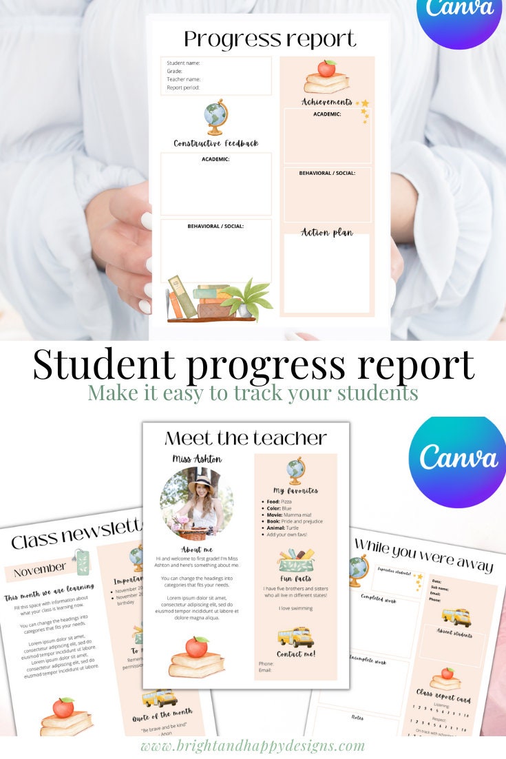 Student Progress Report, Canva Template Printable, Editable Teacher ...