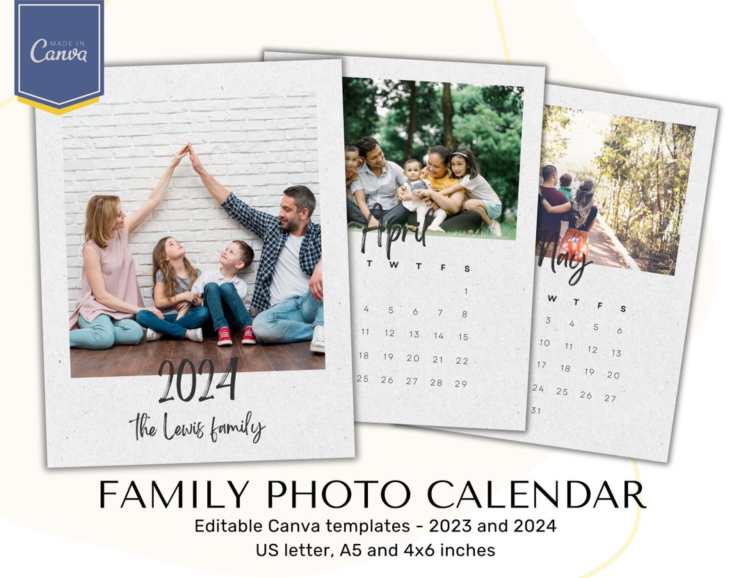 2024 Family Photo Calendar Canva Template Monthly Calendar Christmas ...