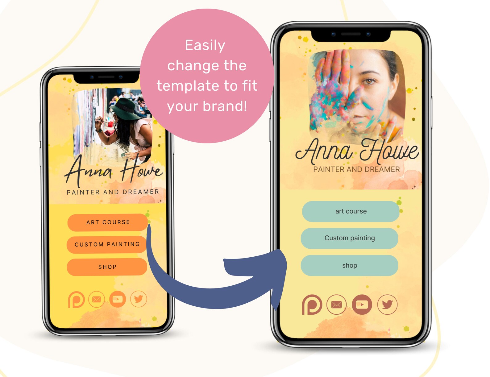 Link in Bio Canva Template for Artists Landing Page Website for Your ...