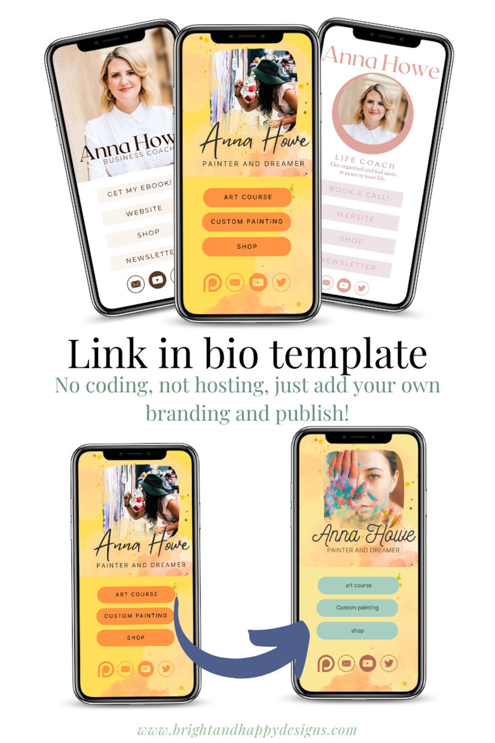 Link in Bio Canva Template for Artists Landing Page Website for Your ...