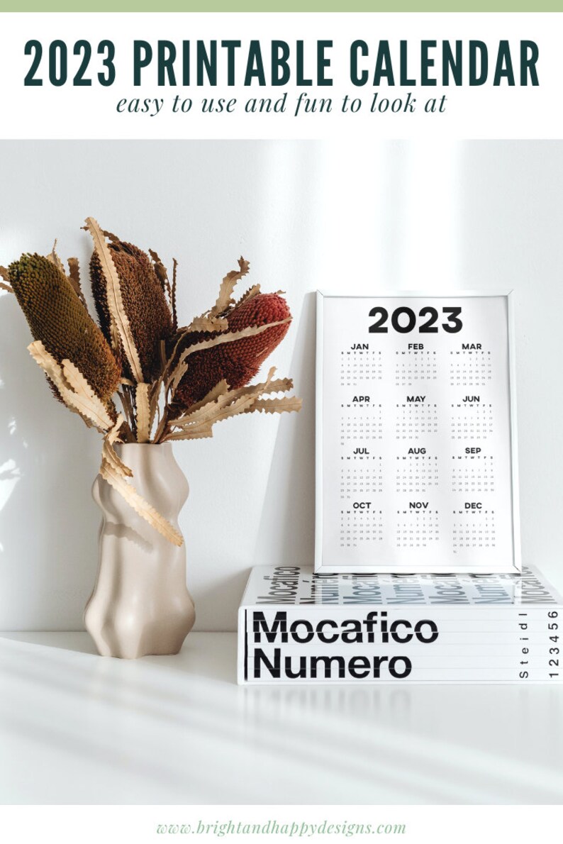 Minimalist Calendar Printable Large Wall Calendar 2023 Year - Etsy