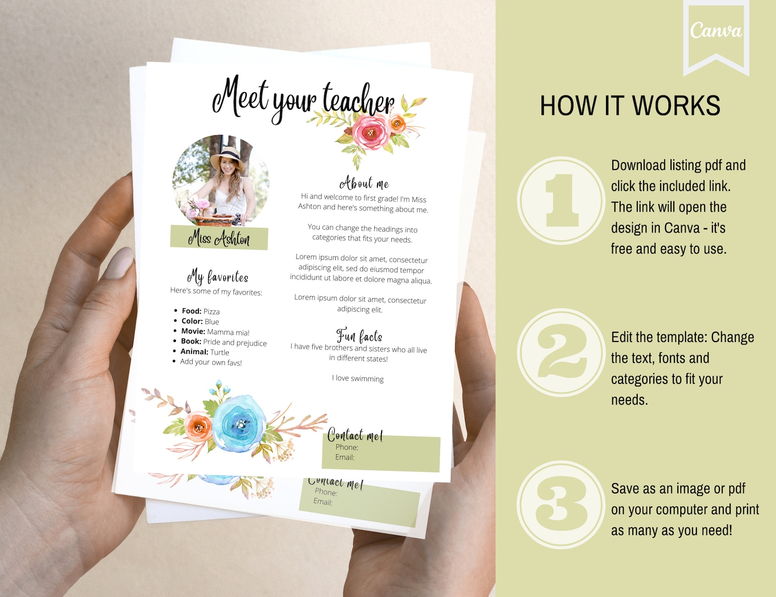 Meet the Teacher Template Canva Template Editable Template Back to ...