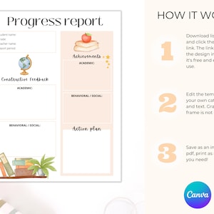 Student Progress Report, Canva Template Printable, Editable Teacher ...