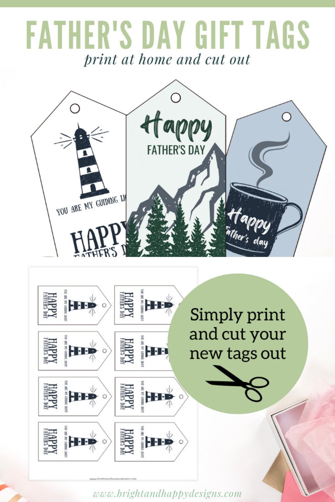 Fun Father's Day Printable Gift Tags Modern Father's | Etsy
