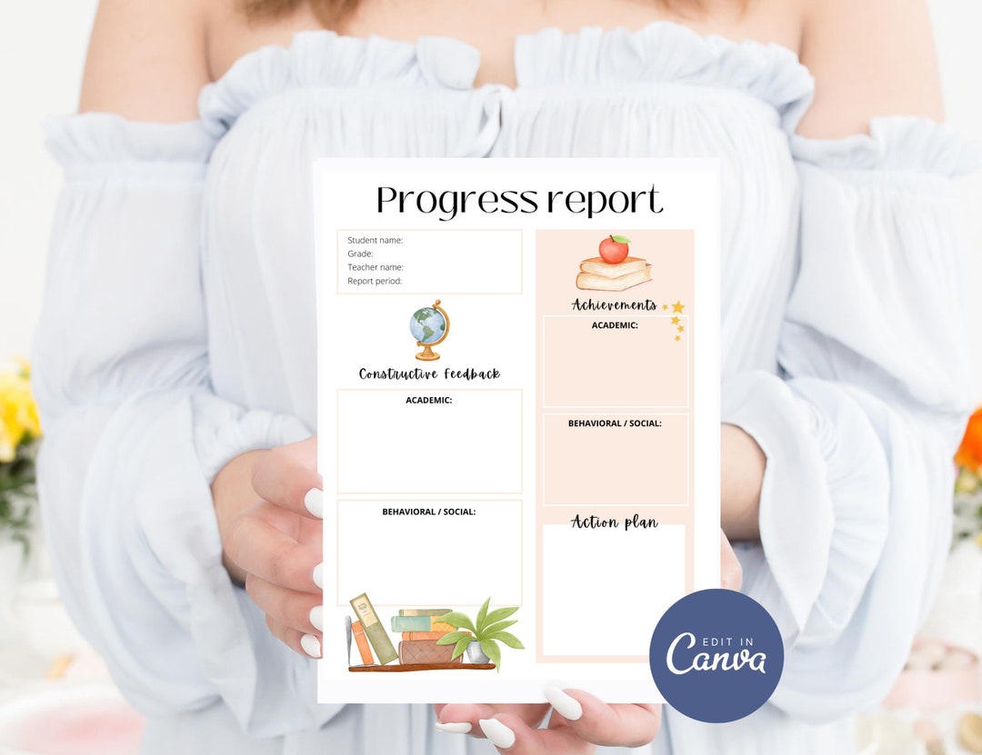 Student Progress Report, Canva Template Printable, Editable Teacher ...