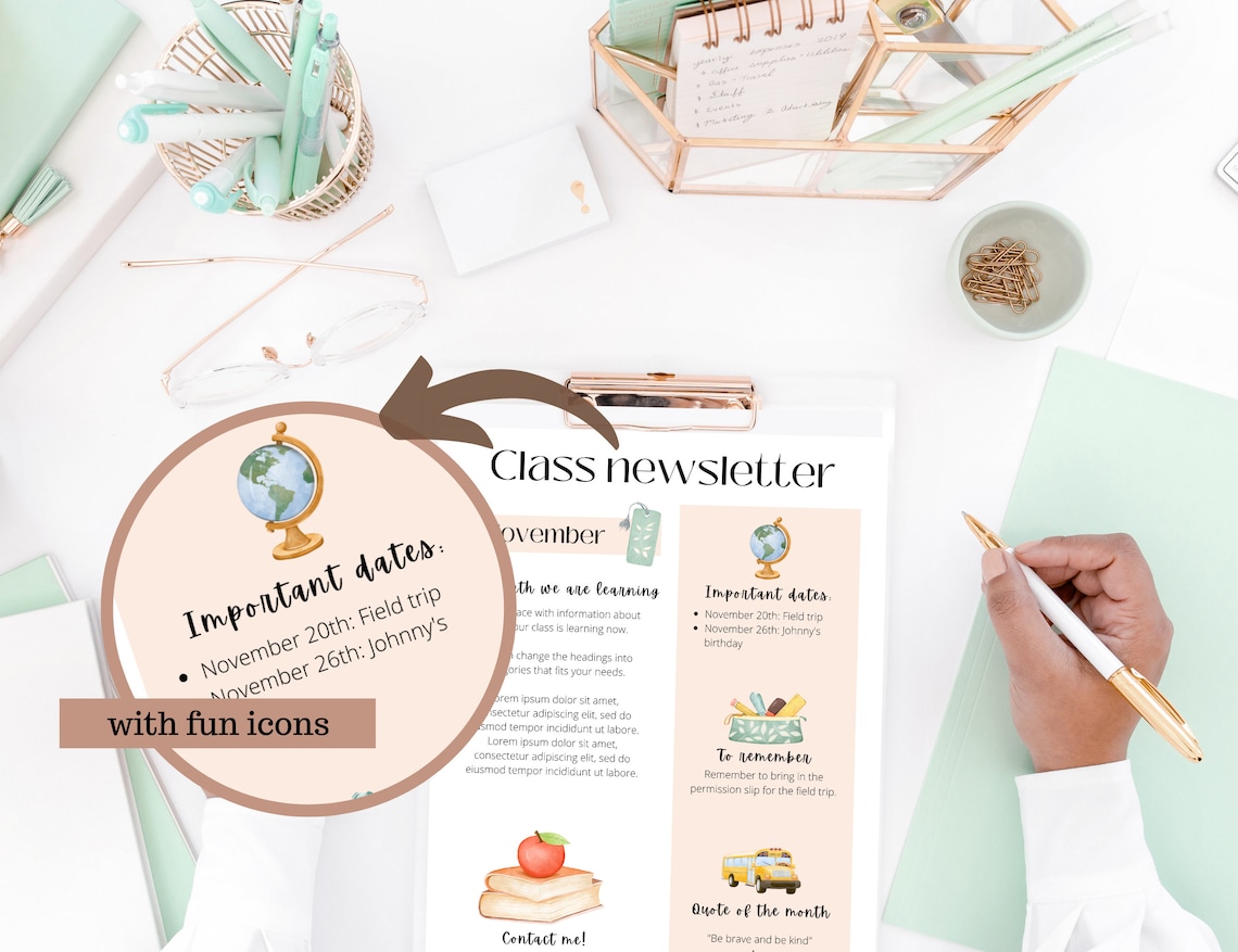 Classroom Newsletter Canva Template Editable Template Back to School ...