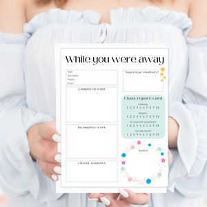 Substitute Teacher Note, Canva Template Printable With While You Were ...