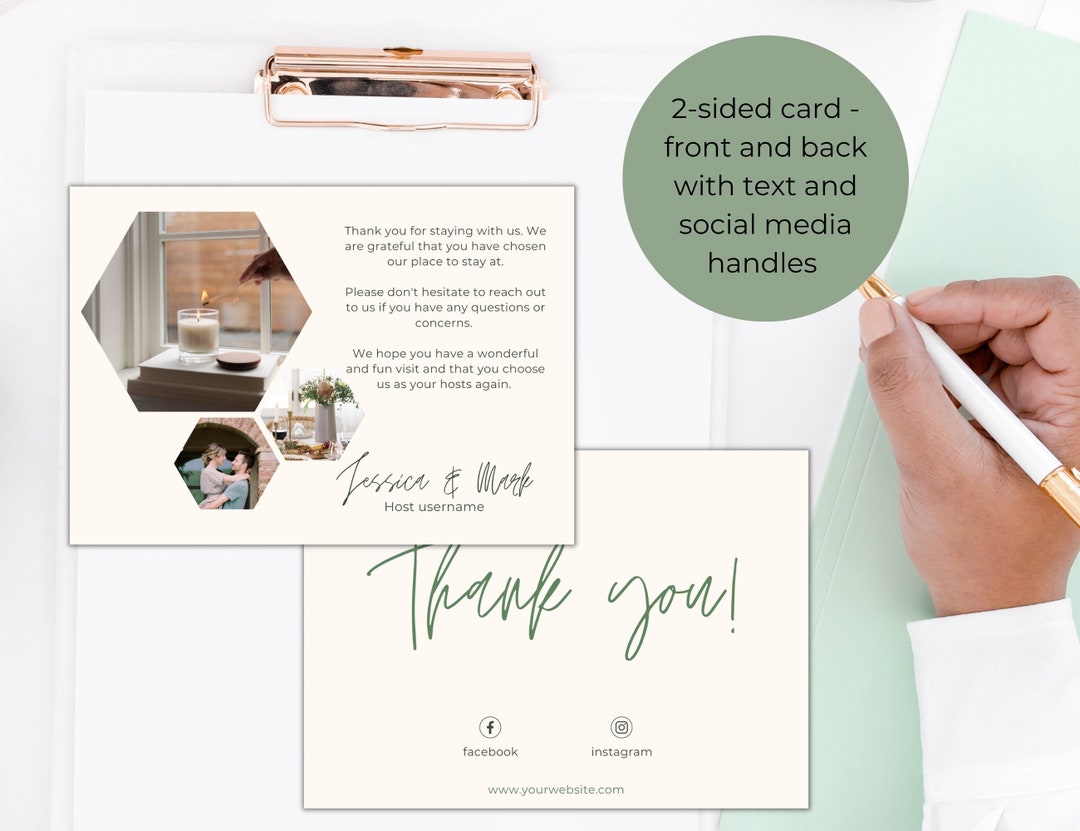 Airbnb Host Thank You Card, Canva Template Welcome Card, Vacation Rental Editable Template Vrbo ...