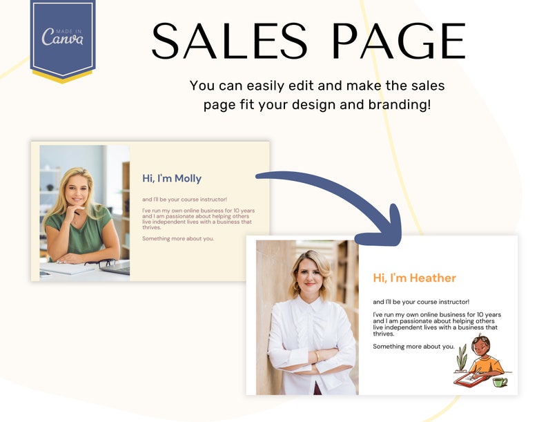 Course Sales Page Canva Template, Website Landing Page Editable ...