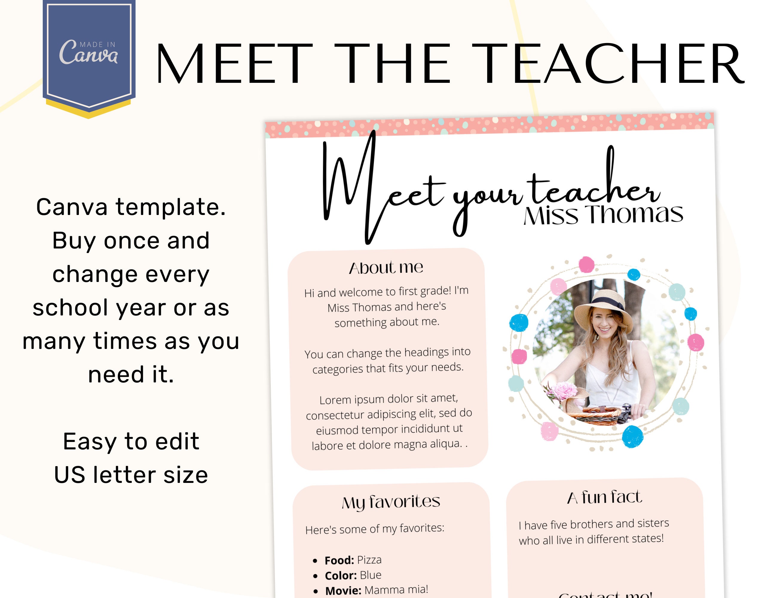 Meet the Teacher Template Canva Template Editable Template Back to ...