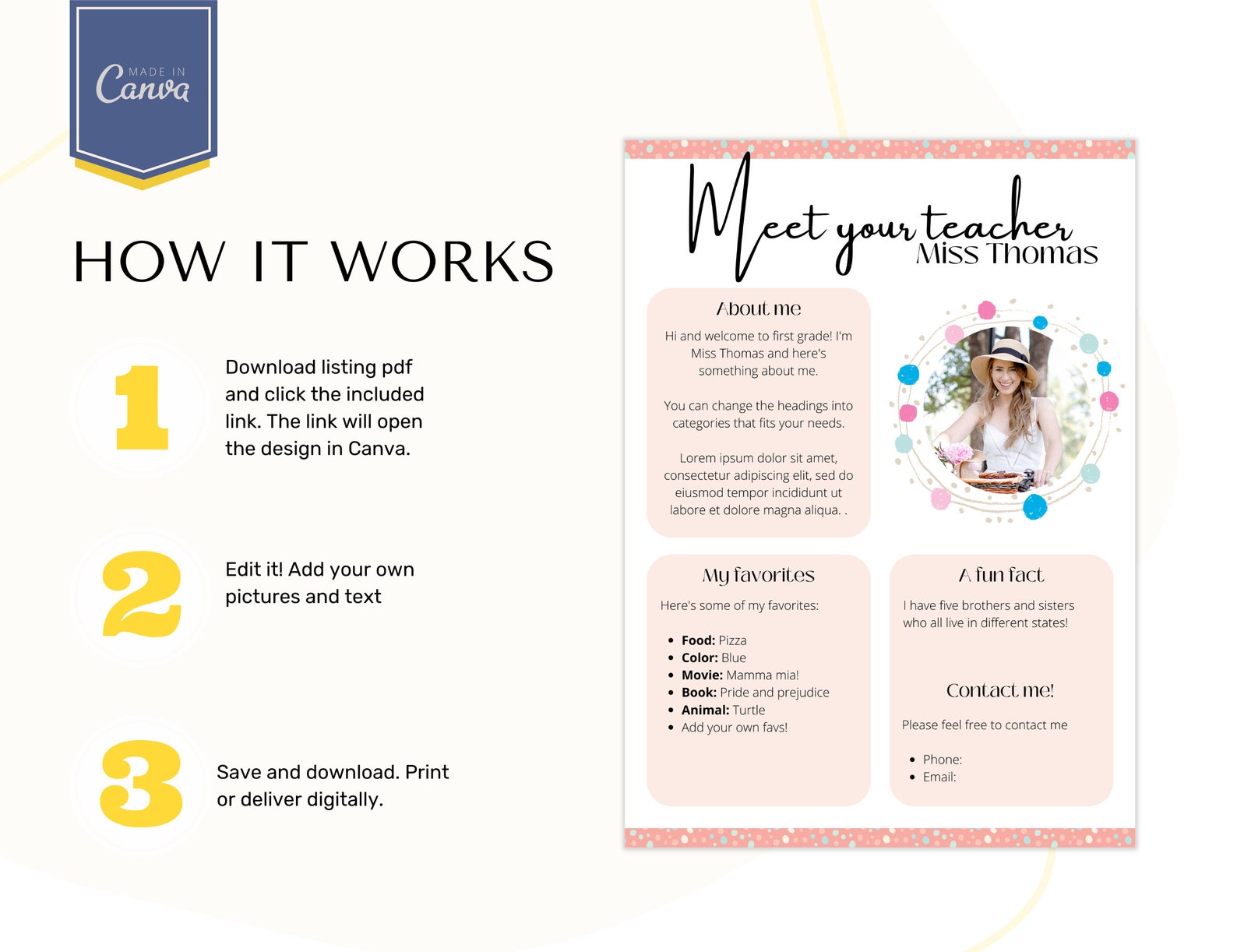 Meet the Teacher Template Canva Template Editable Template Back to ...