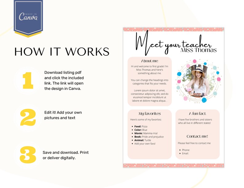 Meet the Teacher Template Canva Template Editable Template Back to ...